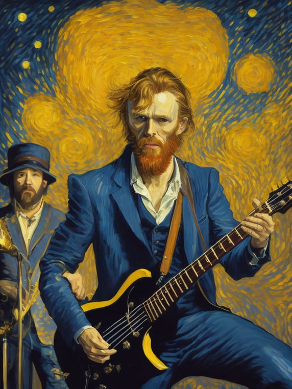 Premium Free ai Images | rock star vincent van gogh on stage with his ...
