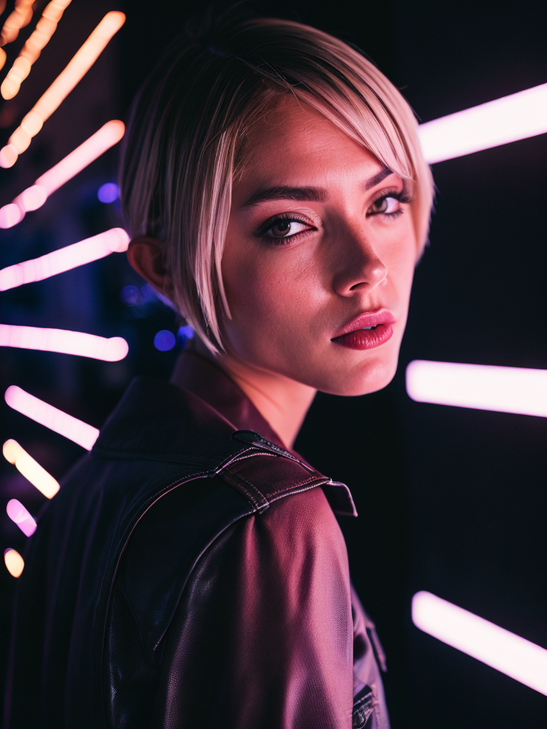 Lumenor AI Image Generation - women with short black hair stands near ...