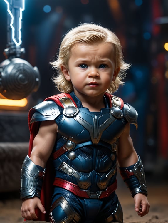 Premium Free ai Images | baby version of thor marvel with blonde hair ...