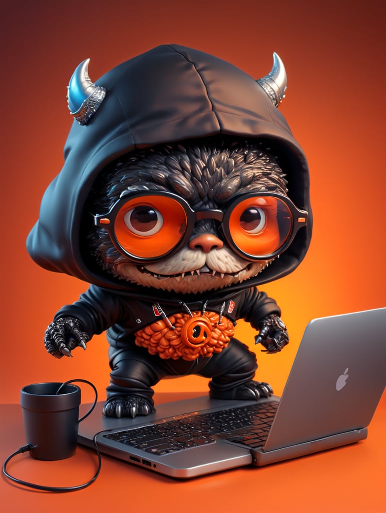 Premium Free ai Images | mascot monster typing laptop cute mascot ...