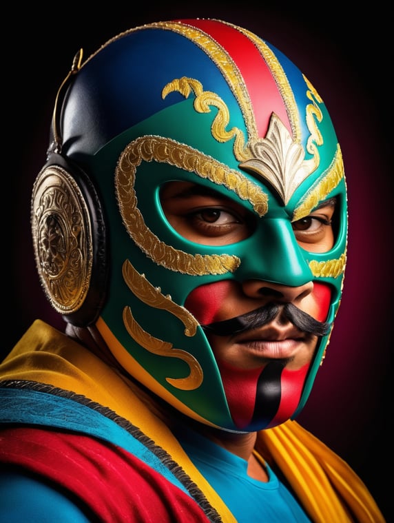 Premium Free ai Images | portrait of masked mexican wrestler vivid ...