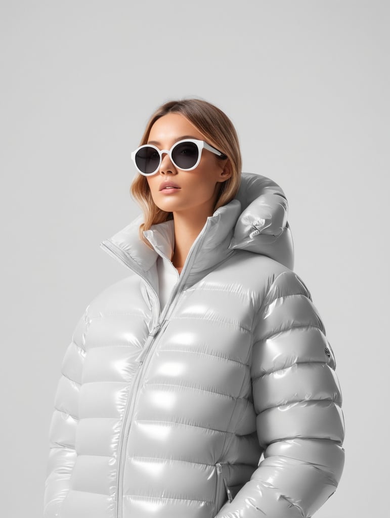 Premium Free ai Images | inflatable white minimalist womens puffer ...