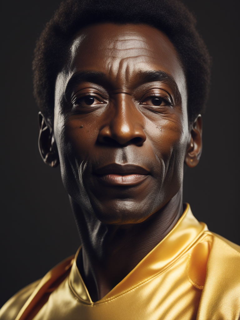 Premium Free ai Images | peles portrait in golden football uniform ...