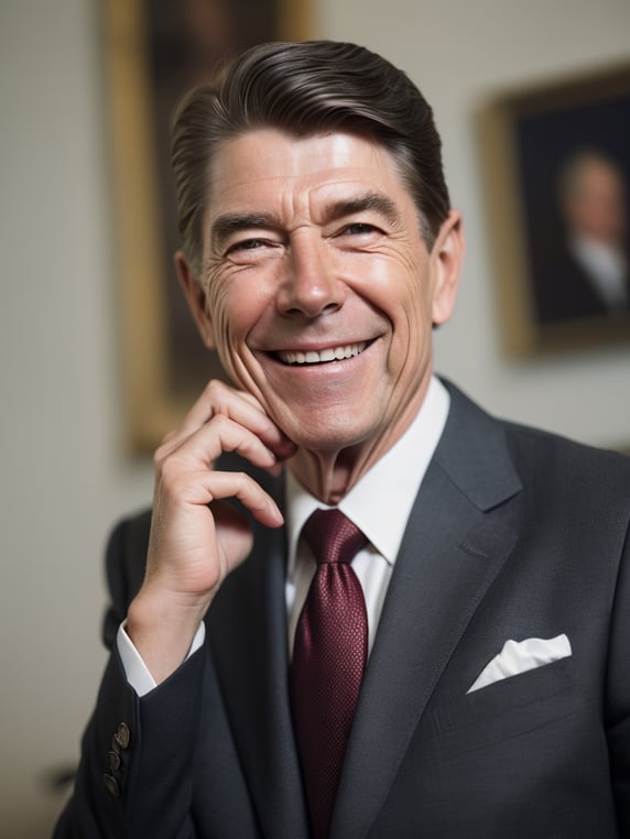 Premium Free ai Images | portrait of ronald reagan in dark gray suit ...