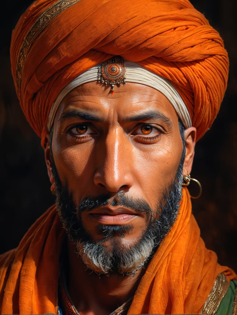 Premium Free ai Images | portrait of striking berber man in orange ...