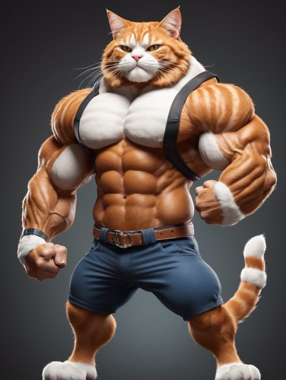 Premium Free ai Images | heavily muscular bodybuilding ginger tabby cat ...