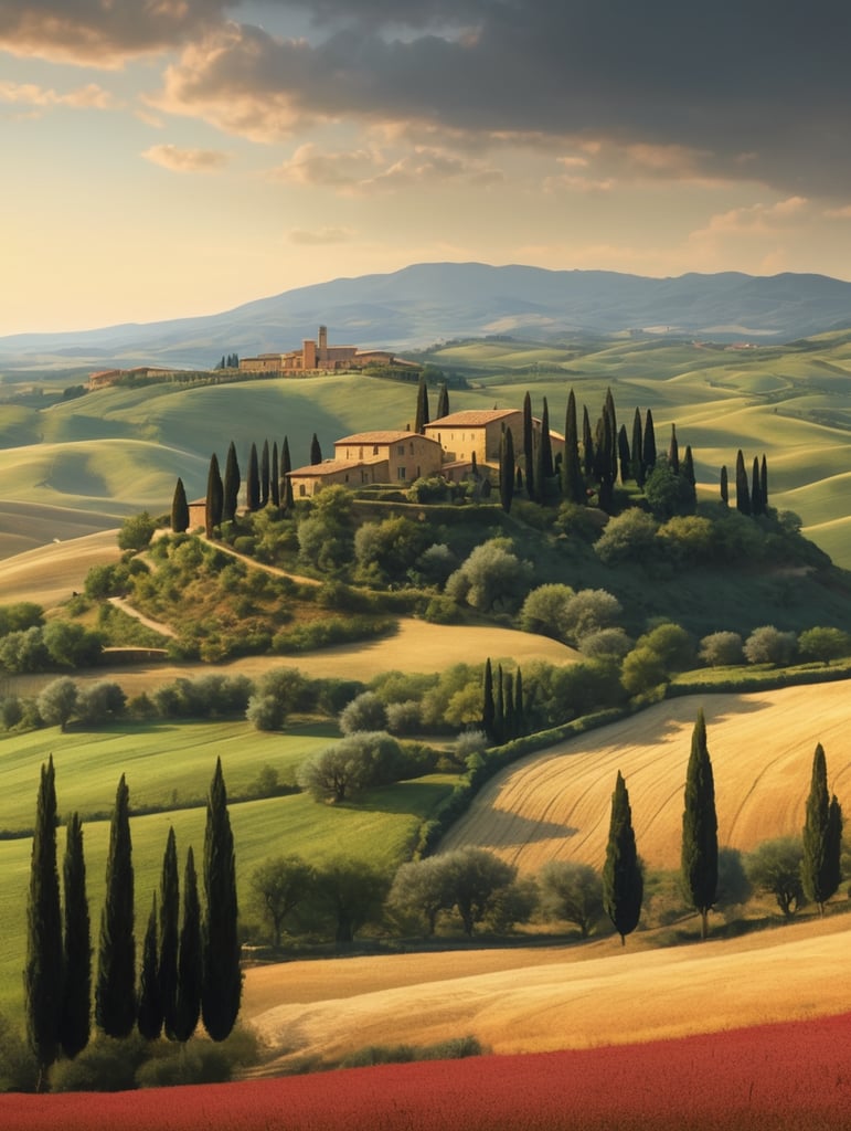 Premium Free ai Images | italian landscape tuscany photorealistic ...