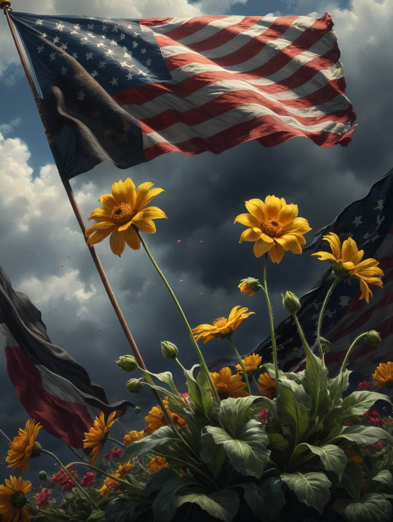 Premium Free ai Images | flowers dancing on flag