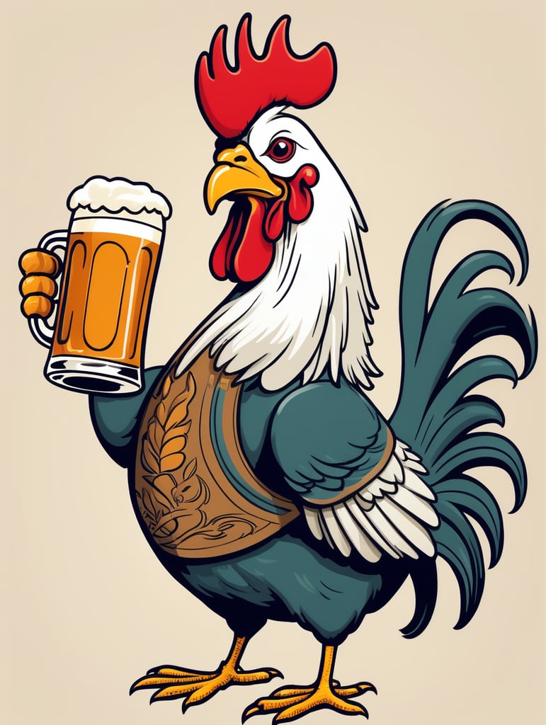Premium Free ai Images | cartoon rooster chugging beer
