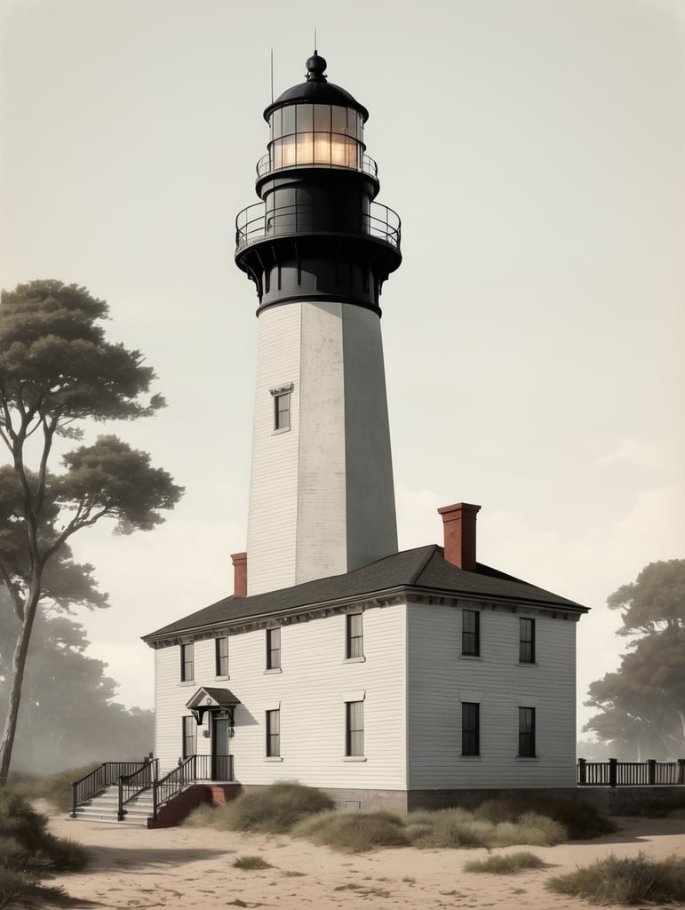 Premium Free ai Images | historic rendering of an old lighthouse