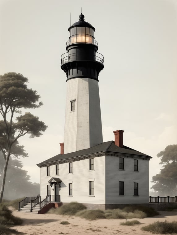 Premium Free ai Images | historic rendering of an old lighthouse