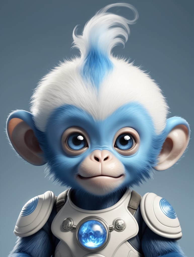 Premium Free ai Images | blue and white monkey cute adorable with blue ...