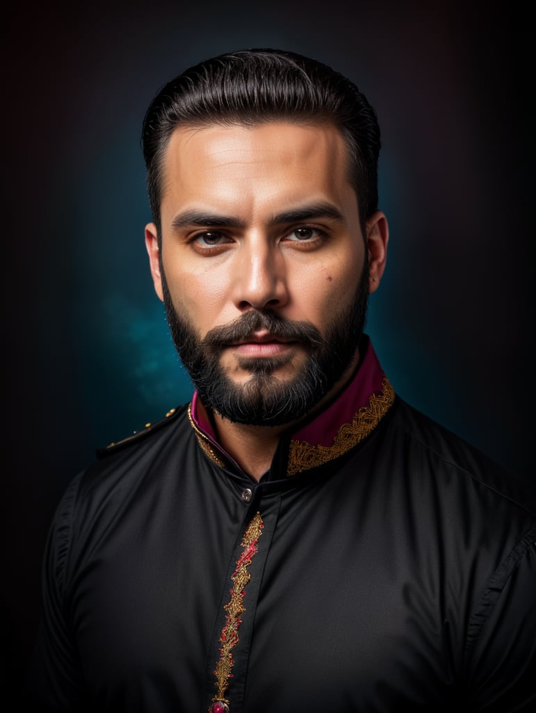 Premium Free ai Images | black beard colorful background gothic make up ...
