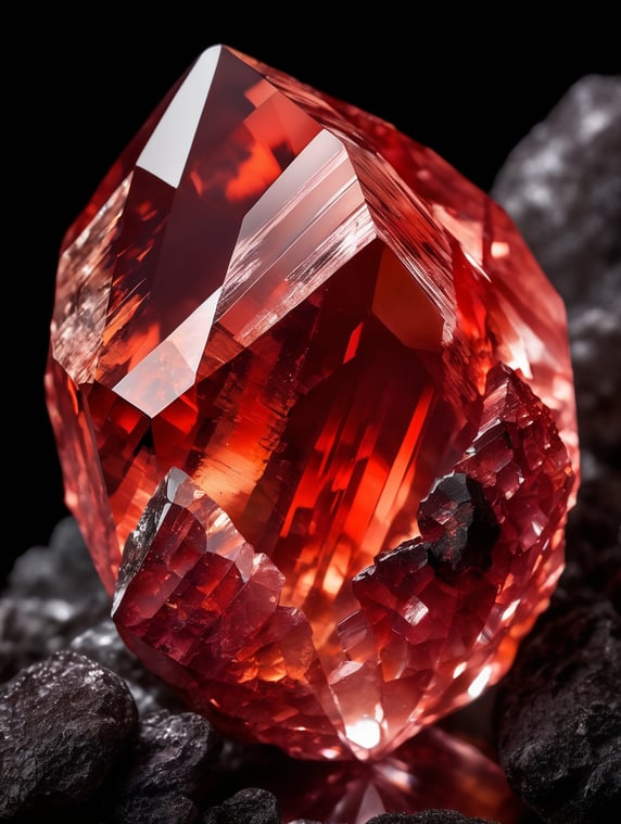Premium Free ai Images | red rock crystal on dark background macro ...