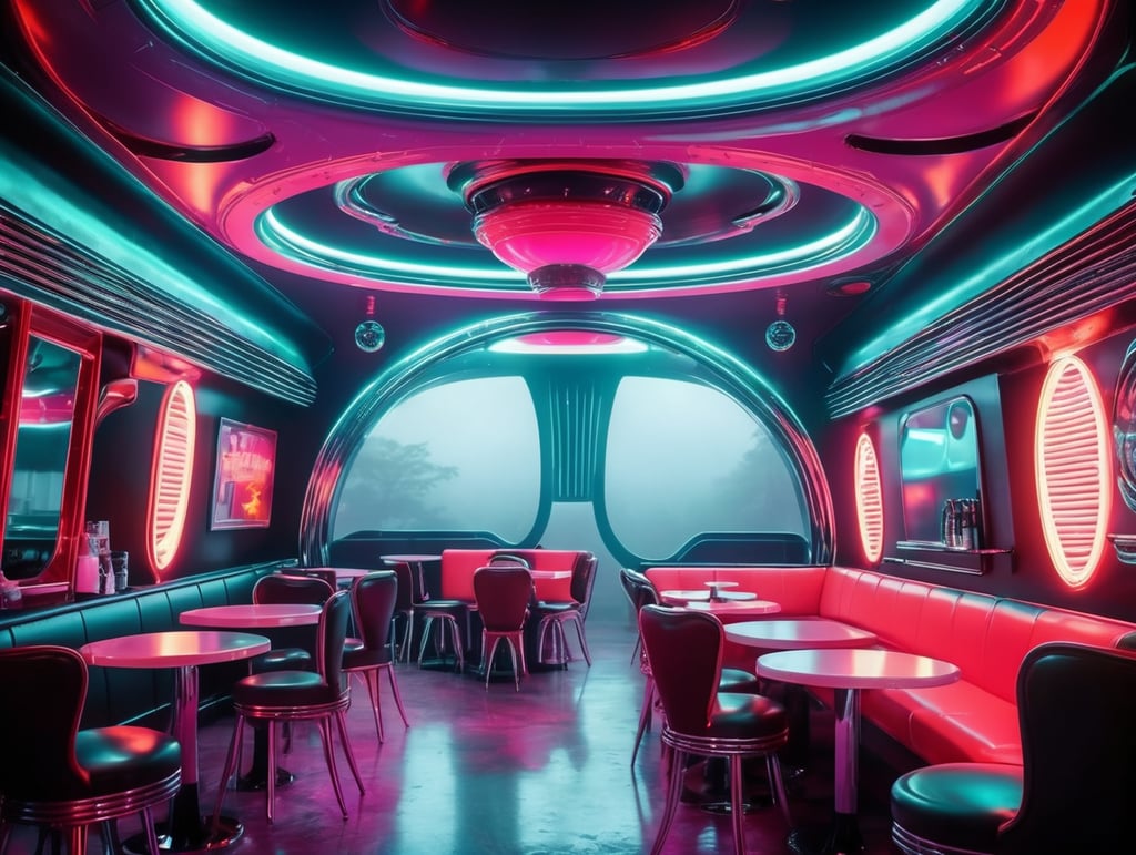 Premium Free ai Images | futuristic interior of ufo cafe alien interior ...
