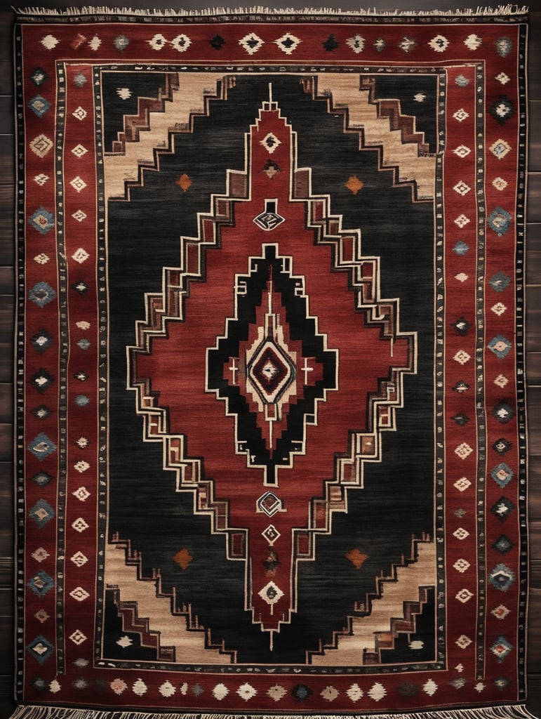 Premium Free ai Images | texture old western native american rug dark ...