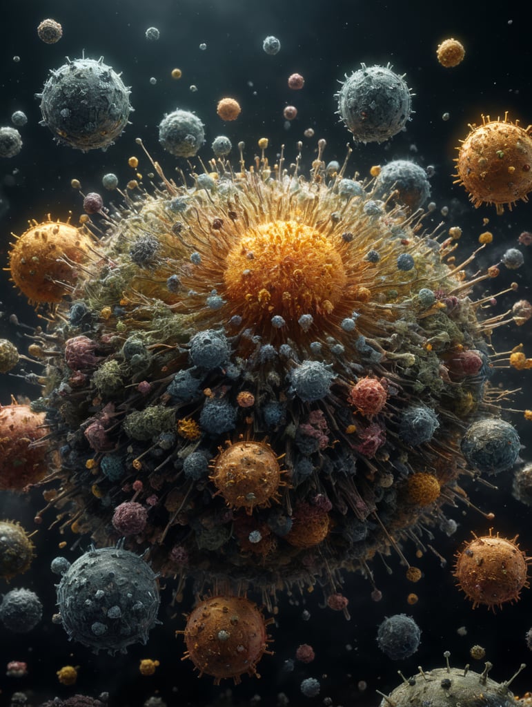 Premium Free ai Images | view of several airy microscopic particles ...