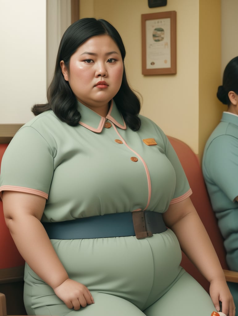 Premium Free ai Images | wes anderson asian female chubby