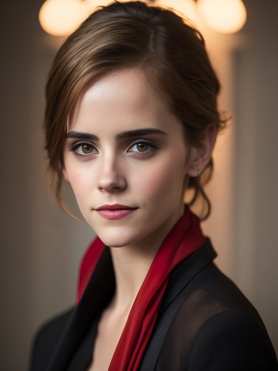 Premium Free ai Images | portrait of emma watson wearing black blouse ...