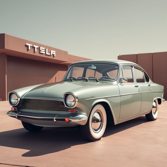 Premium Free ai Images | tesla motors in retro style