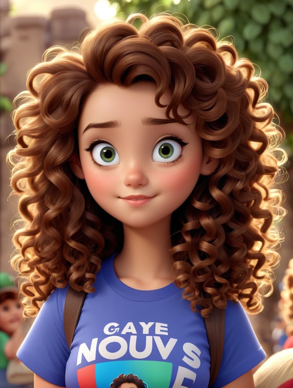 Premium Free ai Images | beautiful girl girl with curly hair fair skin ...