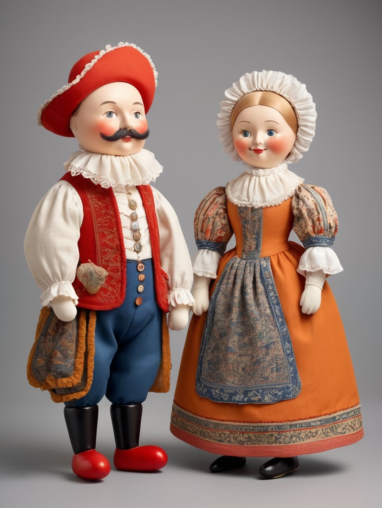 Premium Free ai Images | pair of anthropomorphic dolls in the style of ...