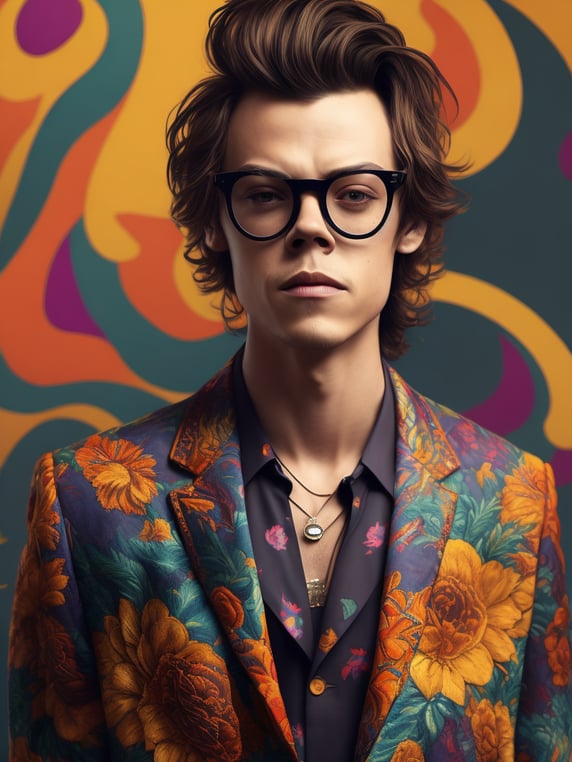 Premium Free ai Images | harry styles wearing brightly patterned jacket ...