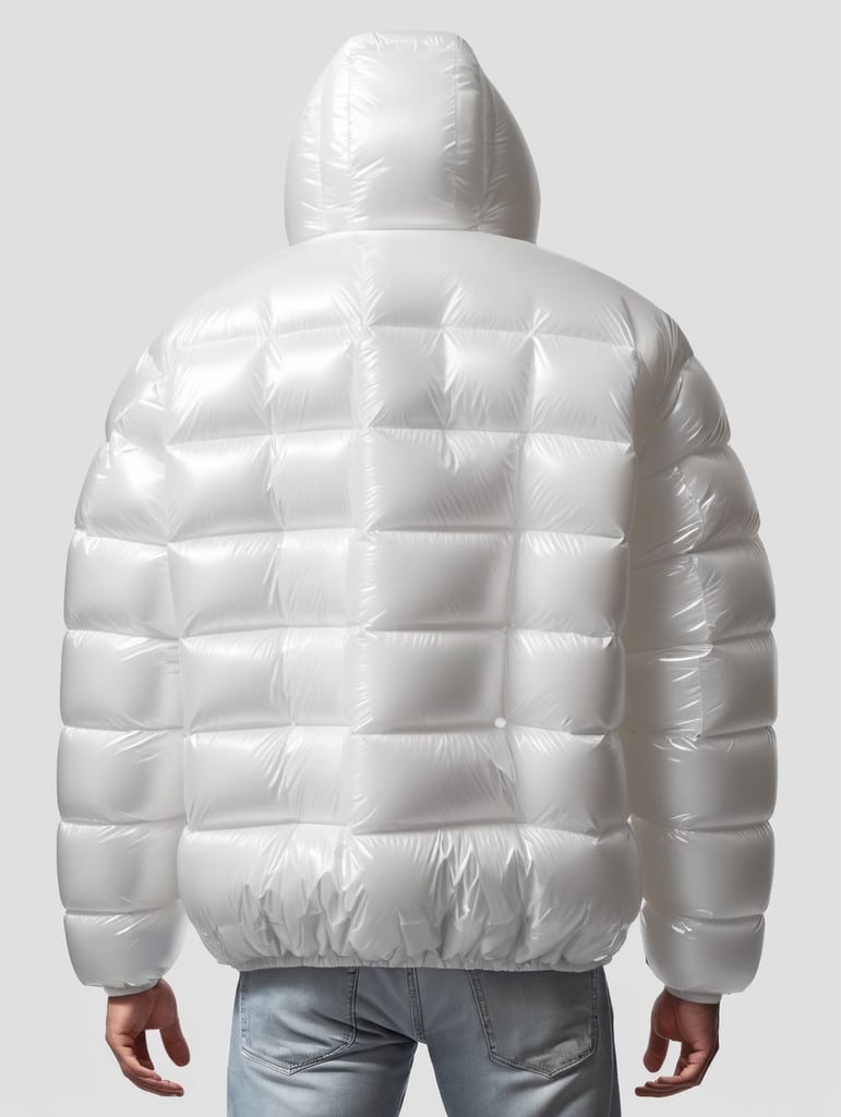 Premium Free ai Images | inflatable white minimalist mans puffer jacket ...