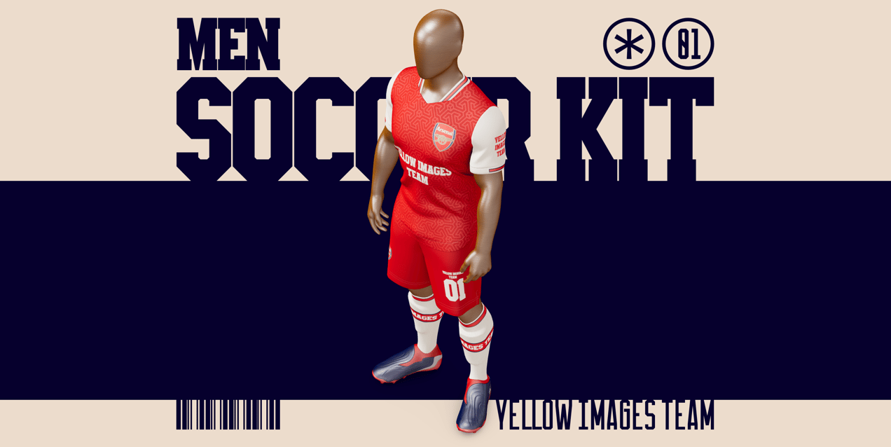 ProVisual — Men’s Full Soccer Kit 3D mockup and 3D model - customize ...