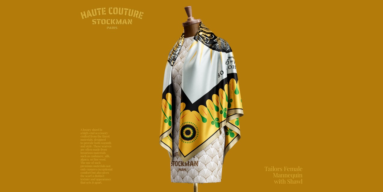 Tailors Mannequin with Shawl 3D Mockup, 3D model. ProVisual.