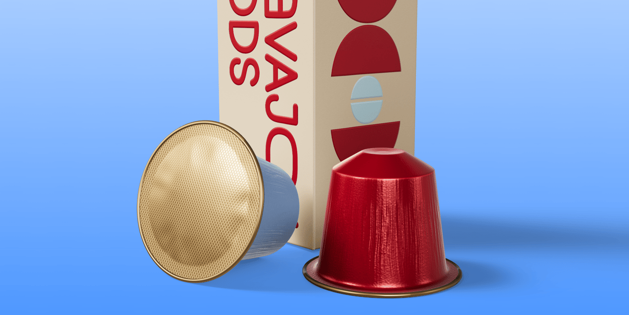 Coffee Pods with Box. Box Mockup. 3D model. ProVisual.