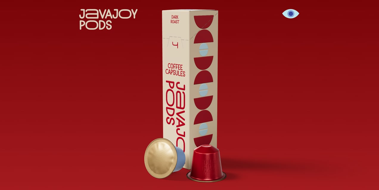 Coffee Pods with Box. Box Mockup. 3D model. ProVisual.