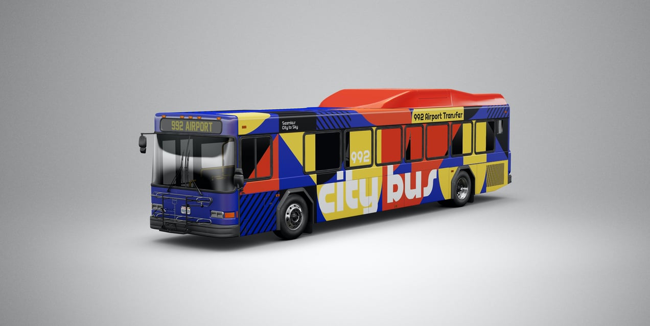 Free Bus 3D mockup. Create presentations using Online Mockup Generator.
