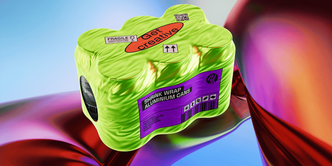 Shrink Wrap 6 Aluminium Cans 3D Mockup, 3D Model. ProVisual.