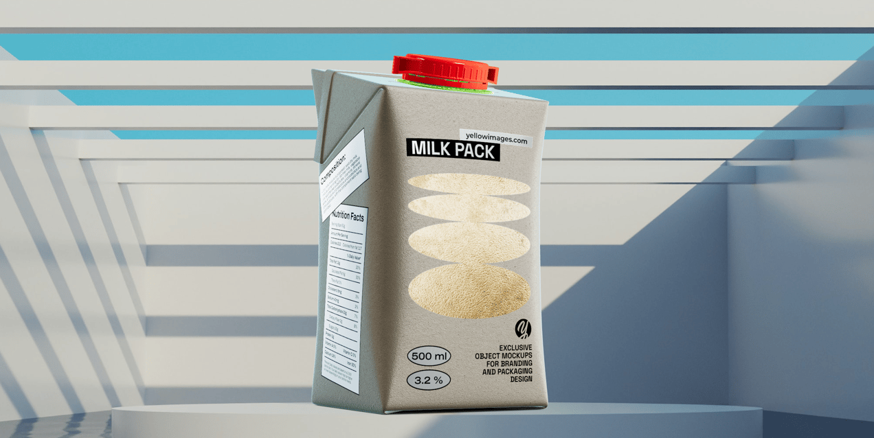 ProVisual — 500ml Milk Pack 3D mockup and 3D model - try it now and get ...