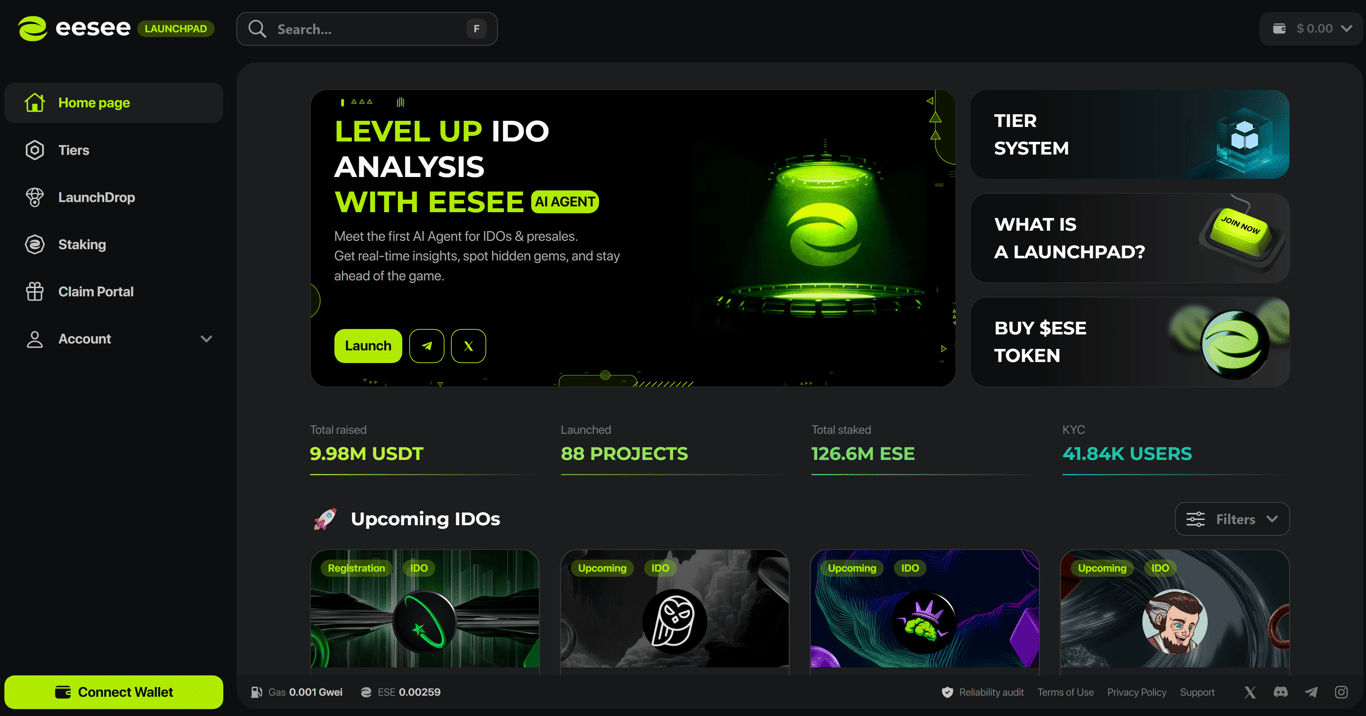 Eesee IDO Cryptocurrency Launchpad on TheHolyCoins