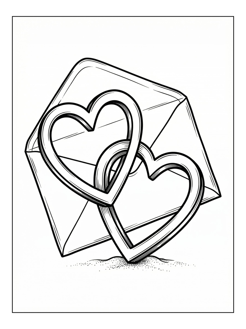 Patterned Hearts With Sunburst Rays Coloring Page - PaperPause