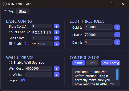 Bonelzbot - CoC autofarm & wall upgrade Bot