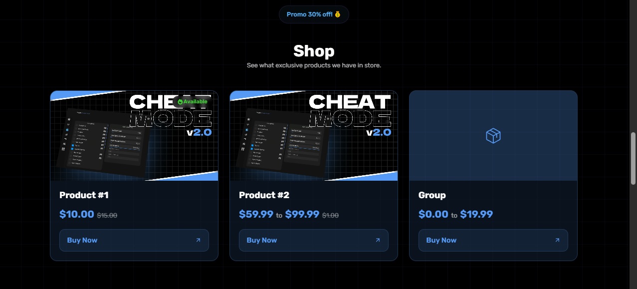 Cheats | Theme - Theme | Best SellAuth Templates