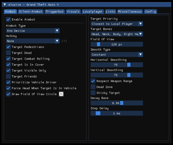 Elusive DMA Cheat – Aimbot, ESP & Triggerbot for Fivem/RageMP/ALTV/Gta V