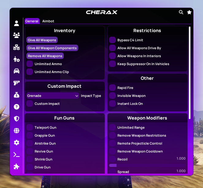Cherax Menu + Support