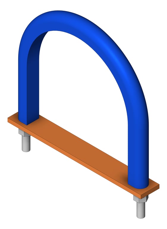 Pipe Clamp Rigid Anchorage U-Bolt Insulated AG490 - BIMcontent.com