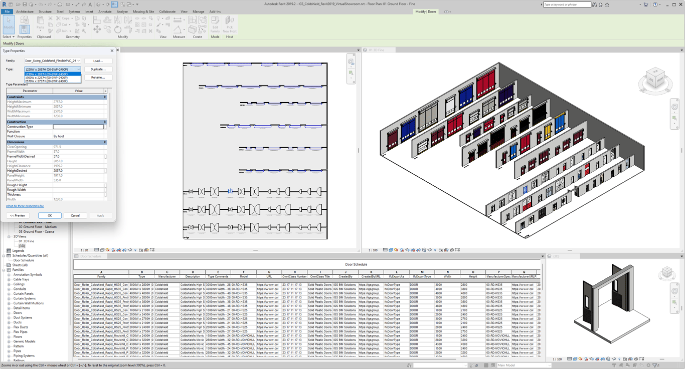 Door Swing Coldshield FlexiblePVC 2400Series Double Frame - BIMcontent.com