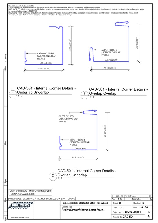 CAD-501 - Fielders Cadence® Internal Corner Panels - BIMcontent.com