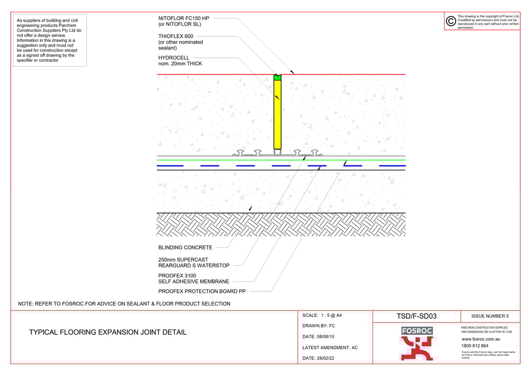 TSD-F-SD03 - TYPICAL FLOORING EXPANSION JOINT DETAIL - BIMcontent.com