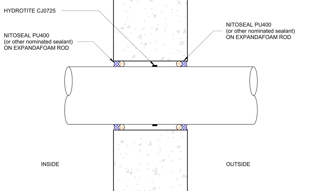 PIPE THROUGH WALL DETAIL - BIMcontent.com