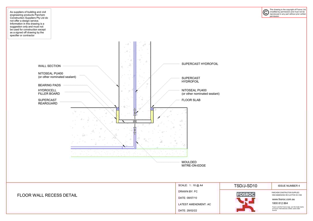 TSD-J-SD10 - FLOOR WALL RECESS DETAIL - BIMcontent.com