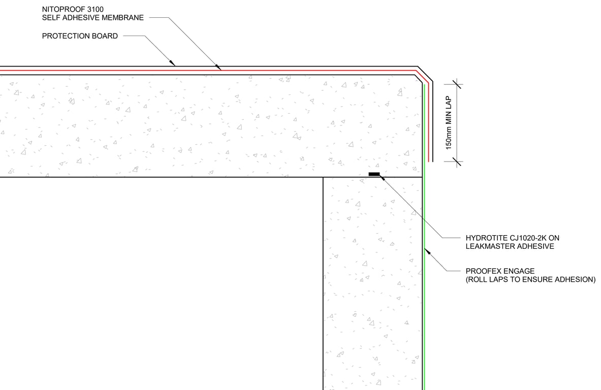 PROOFEX ENGAGE - NITOPROOF 3100 VERTICAL LAP DETAIL - BIMcontent.com