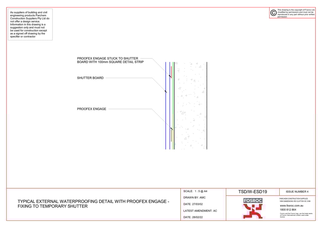 TSD-W-ESD19 - TYPICAL EXTERNAL WATERPROOFING DETAIL WITH PROOFEX ENGAGE ...