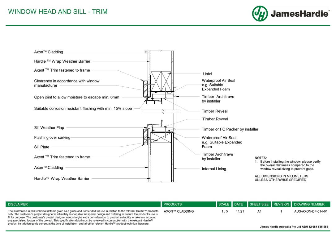 AUS-AXON-DF-014-01 - WINDOW HEAD AND SILL - TRIM - BIMcontent.com